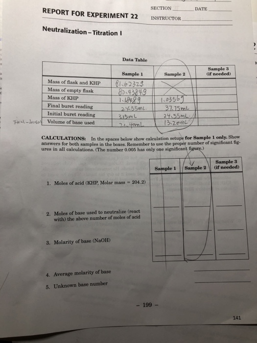 Solved SECTION INSTRUCTOR REPORT FOR EXPERIMENT 22 DATE | Chegg.com