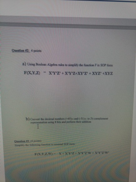 (Solved) : Ouestion 124 Points Using Boolean Algebra Rules Simplify ... (Solved) : Ouestion 124 Points Using Boolean Algebra Rules Simplify ...