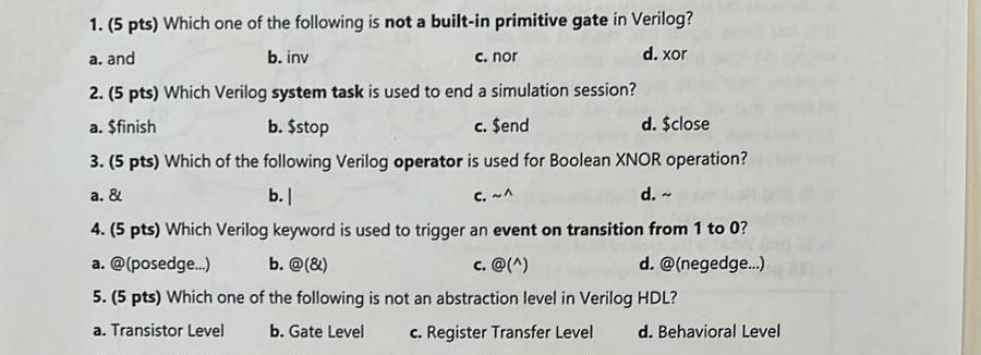 Solved 1. (5 pts) Which one of the following is not a | Chegg.com