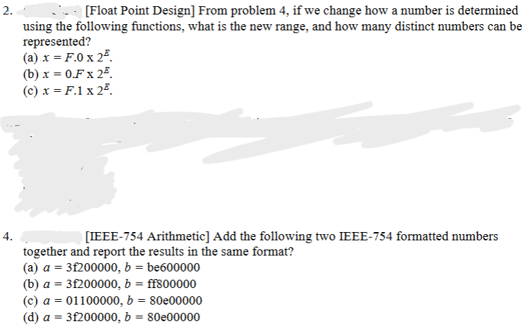 Solved 2. ∴ [Float Point Design] From problem 4, if we | Chegg.com