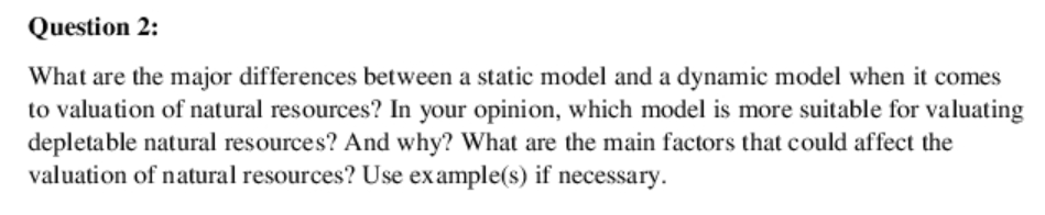 Solved What are the major differences between a static model | Chegg.com
