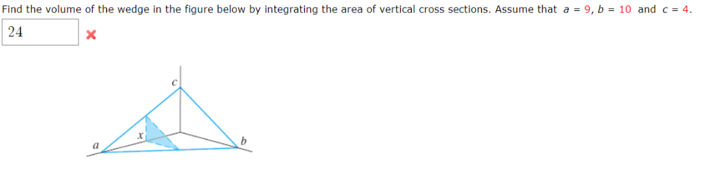 Solved Find the volume of the wedge in the figure below by | Chegg.com
