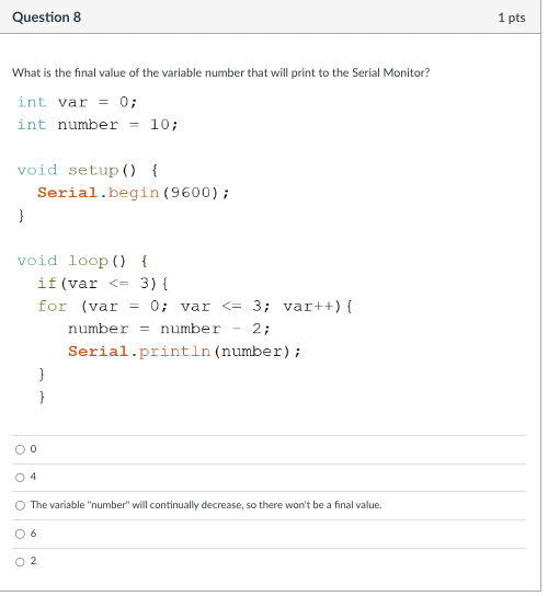 Solved What is the final value of the variable number that | Chegg.com
