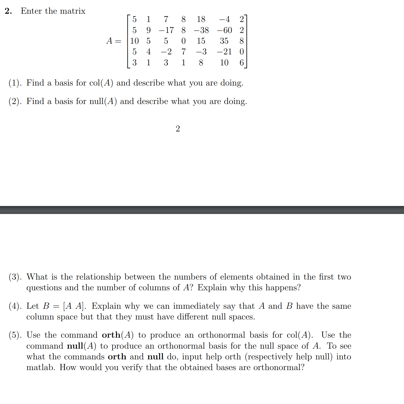 Solved 2. Enter the matrix | Chegg.com