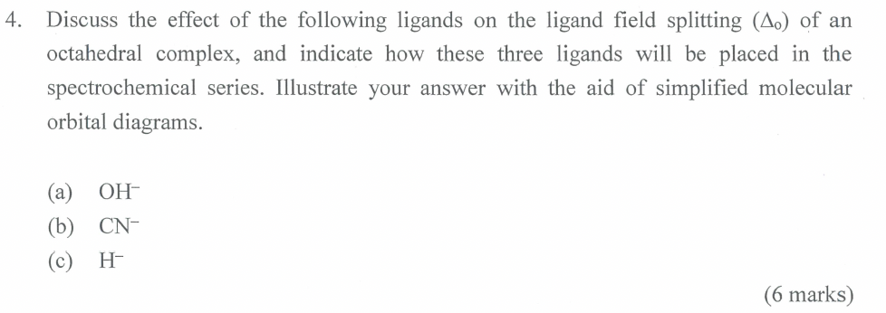 Solved Discuss the effect of ﻿the following ligands on ﻿the | Chegg.com