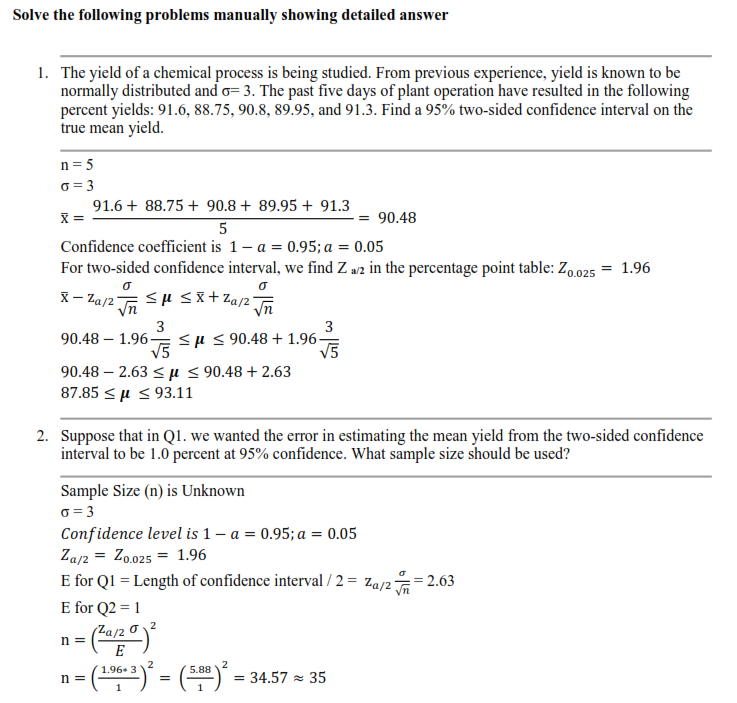 Solved Solve the following problems manually showing | Chegg.com