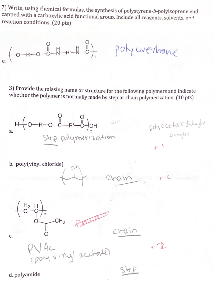 Solved 7) Write, using chemical formulas, the synthesis of | Chegg.com