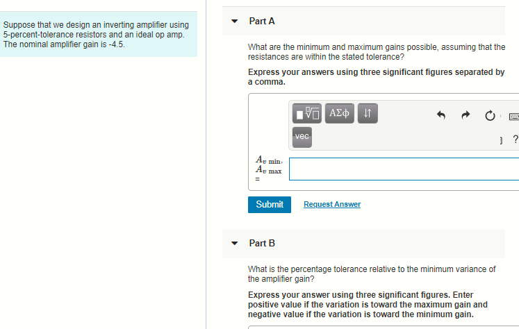 Solved Part A Suppose that we design an inverting amplifier | Chegg.com