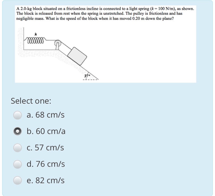 A 2.0-kg block situated on a frictionless incline is | Chegg.com