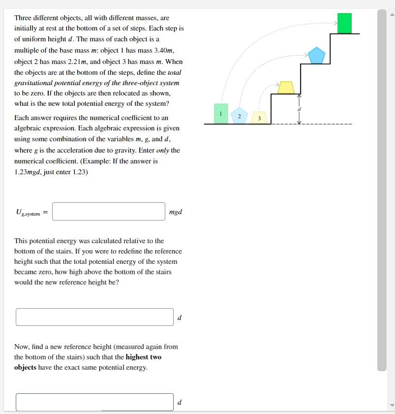 Solved Three different objects, all with different masses, | Chegg.com