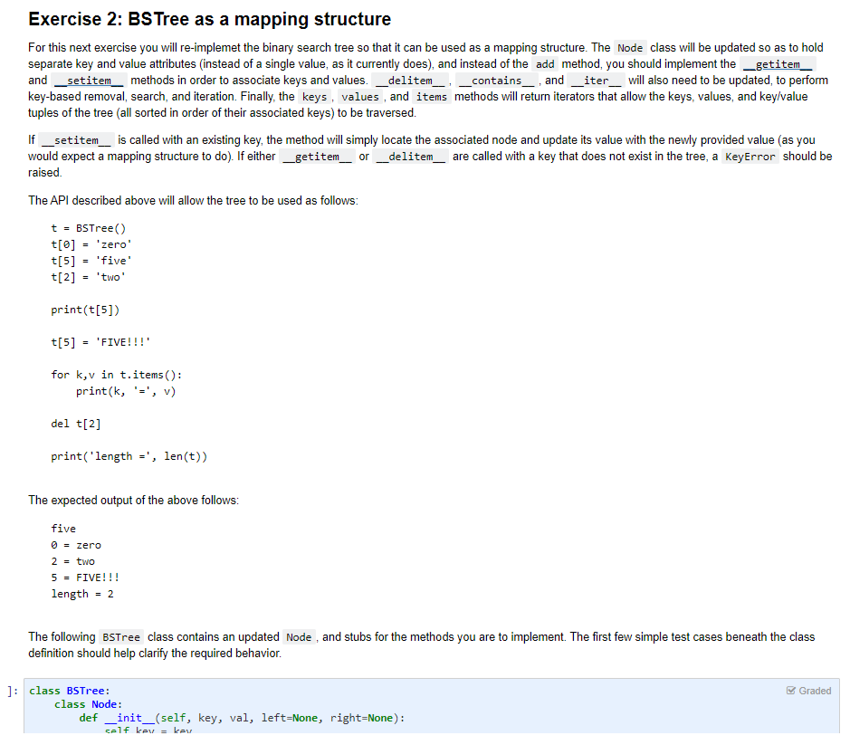 Exercise 2: BS Tree as a mapping structure For this | Chegg.com