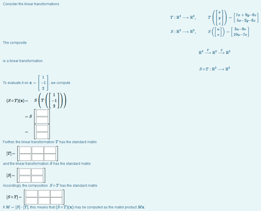 Solved Consider the linear transformations T:R3 R2, т | Chegg.com