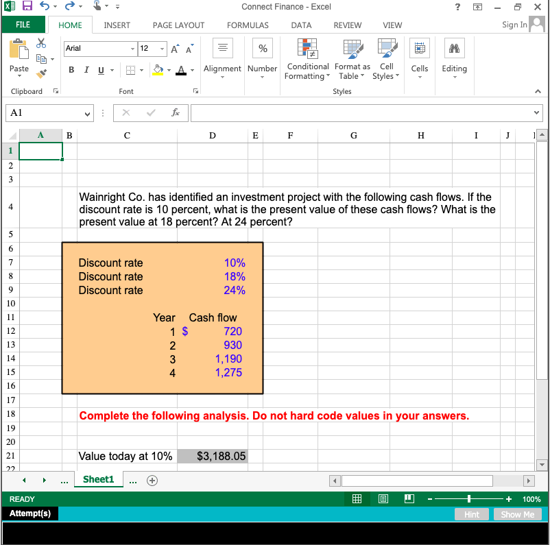 Solved ? * Connect Finance - Excel FORMULAS DATA REVIEW - o | Chegg.com