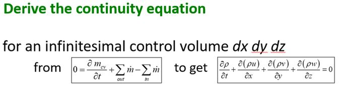 Solved Derive the continuity equation for an infinitesimal | Chegg.com