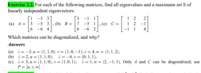 Solved . Exercise 2.2. For each of the following matrices, | Chegg.com