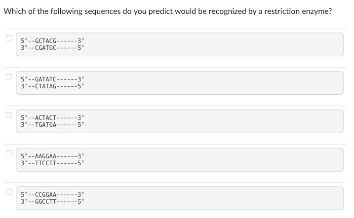 Solved Which of the following sequences do you predict would | Chegg.com