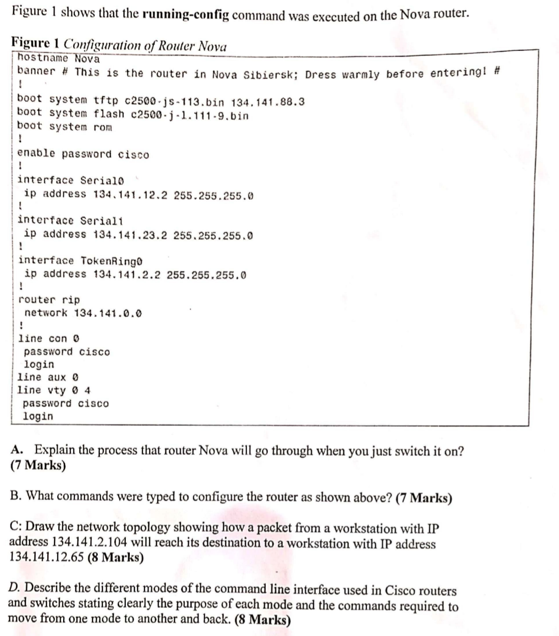 Solved Figure 1 shows that the running-config command was | Chegg.com
