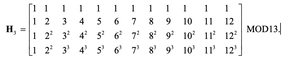 Let C3 be an error correcting code over Z13 with | Chegg.com