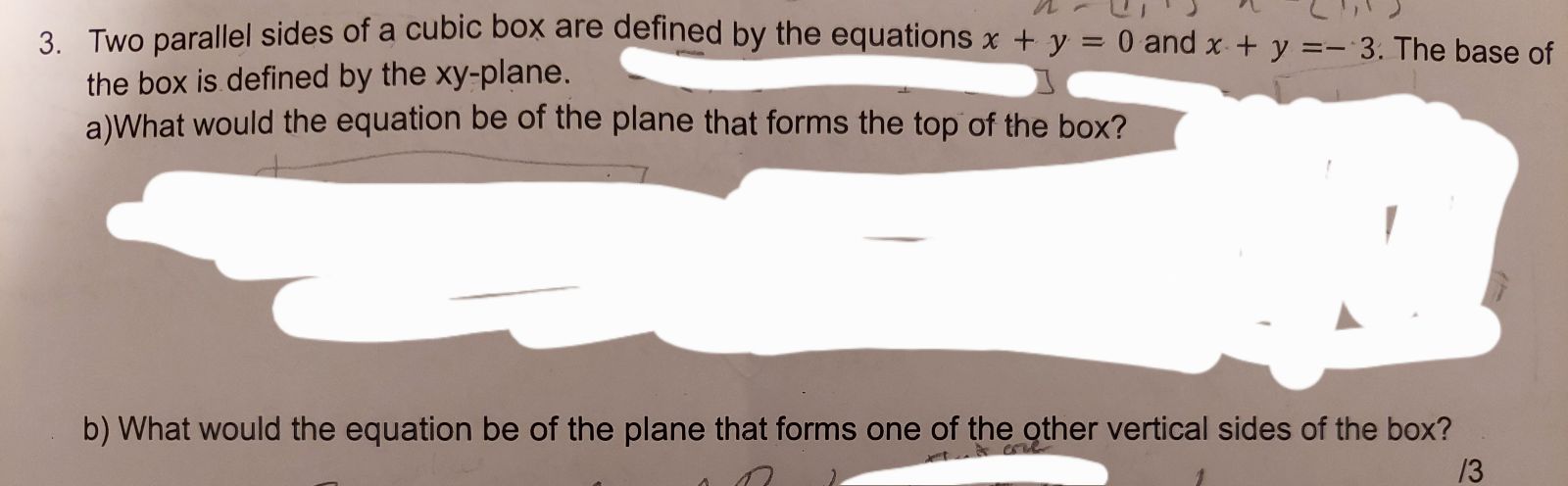 Solved 3. Two parallel sides of a cubic box are defined by | Chegg.com