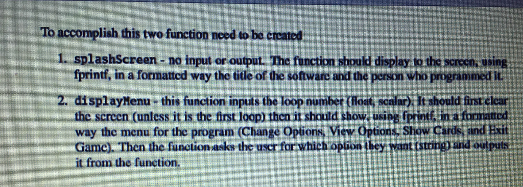 To accomplish this two function need to be created 1. | Chegg.com