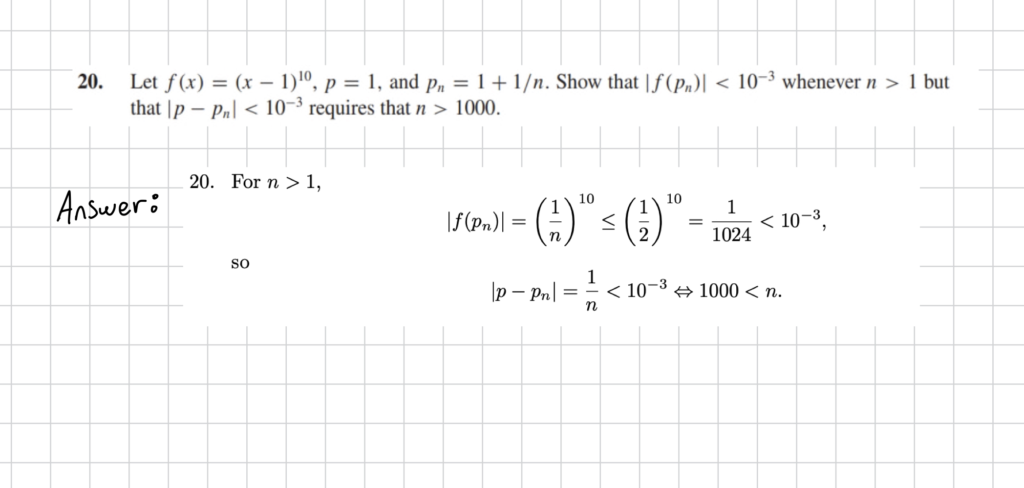 Solved Let f(x)=(x-1)10,p=1, ﻿and pn=1+1n. ﻿Show that | Chegg.com