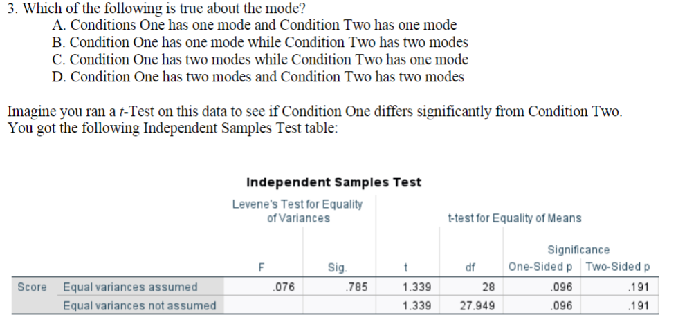Solved Which of the following is true about the mode? A. | Chegg.com