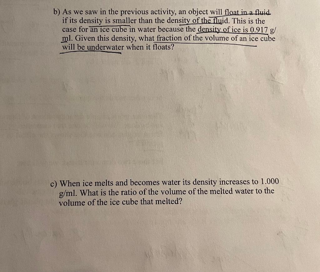 Solved b) As we saw in the previous activity, an object will | Chegg.com