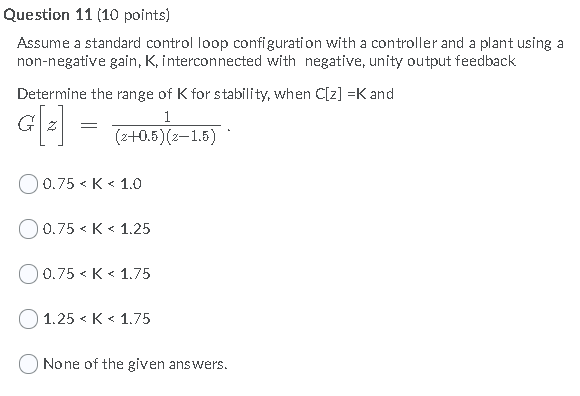 Solved Question 11 (10 points) Assume a standard control | Chegg.com