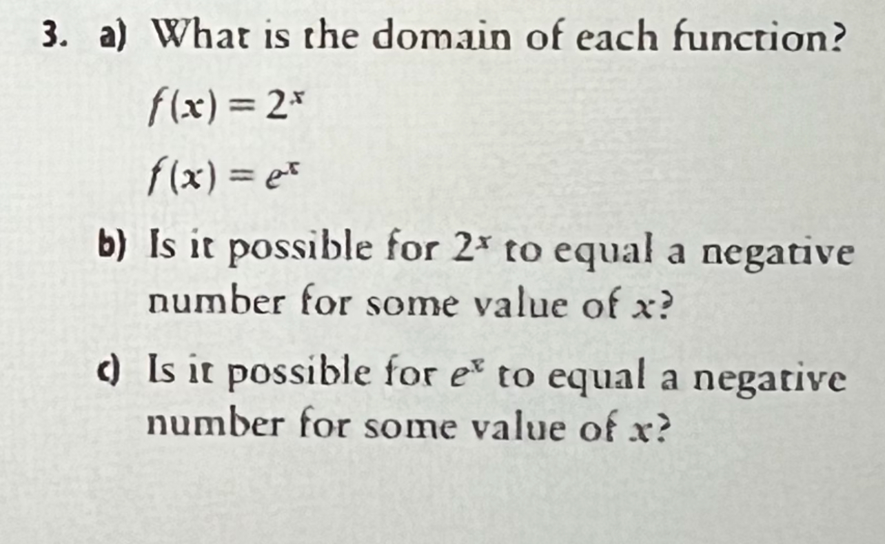 Solved a) What is the domain of each function? | Chegg.com