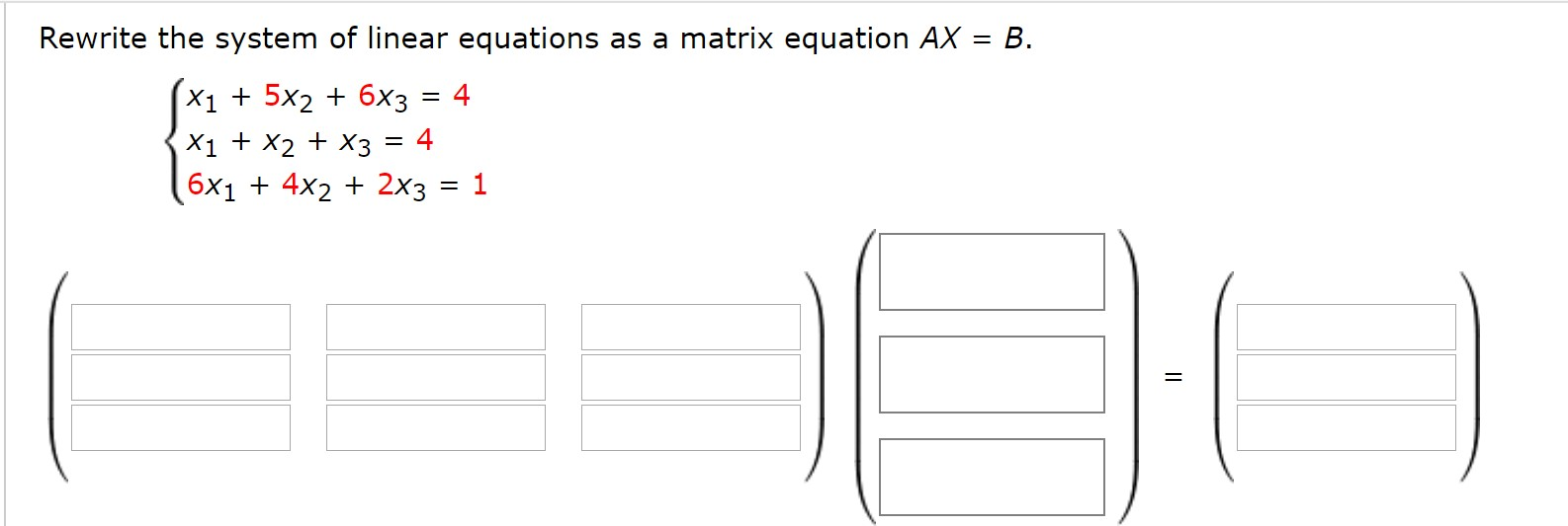 Solved Rewrite the system of linear equations as a matrix | Chegg.com