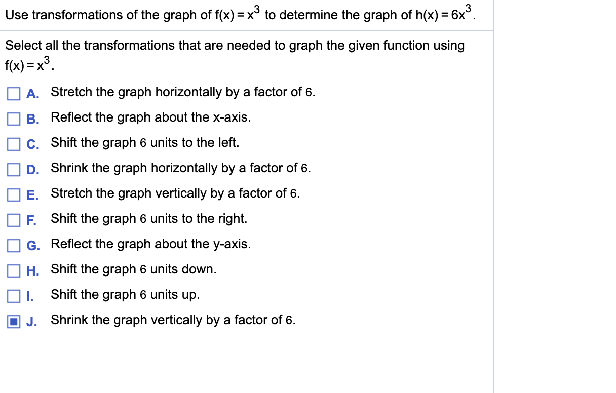 Solved Use transformations of the graph of f(x) = x3 to | Chegg.com