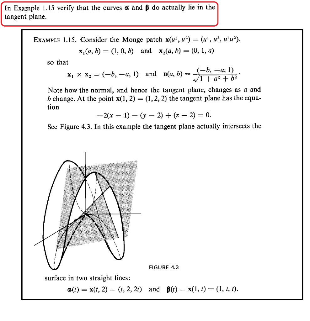 Solved Differential Geometry: In the Monge patch Example | Chegg.com