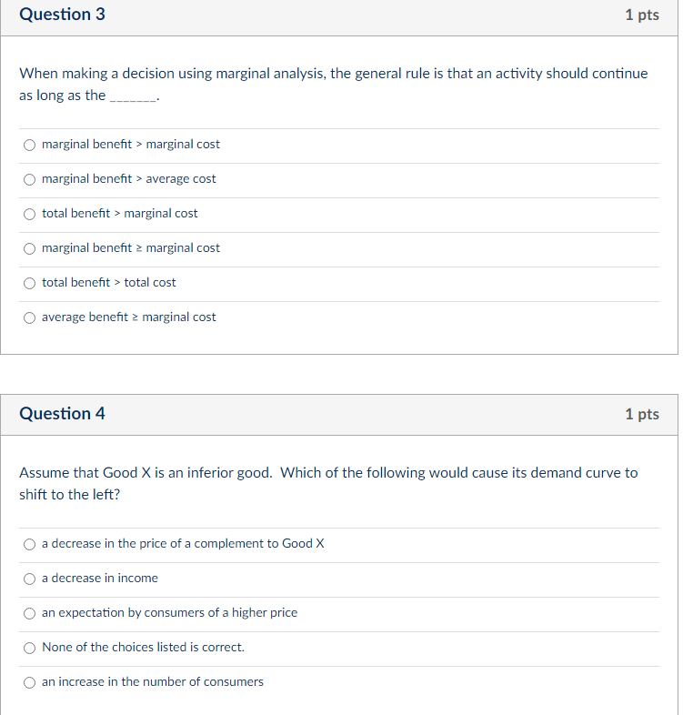 Solved When making a decision using marginal analysis, the | Chegg.com
