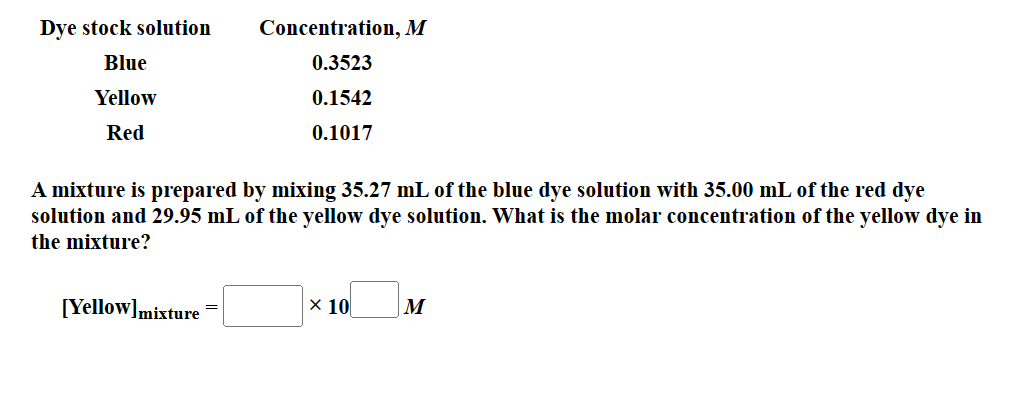 Solved A mixture is prepared by mixing 35.27 mL of the blue | Chegg.com