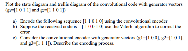 Plot the state diagram and trellis diagram of the | Chegg.com
