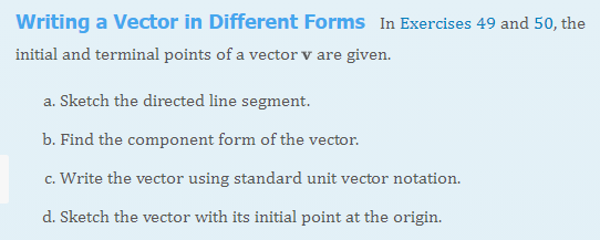Solved Writing a Vector in Different Forms In Exercises 49 | Chegg.com