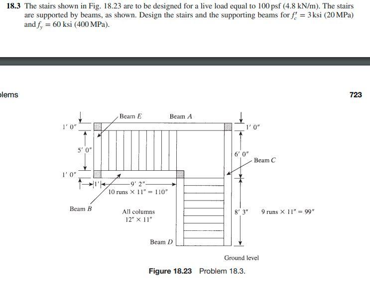 Solved 18.3 The stairs shown in Fig. 18.23 are to be | Chegg.com
