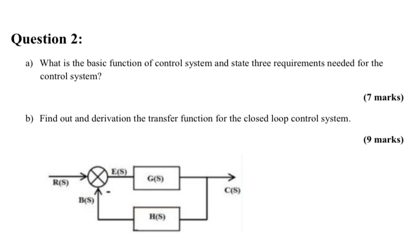 Solved Question 2:a) ﻿What is the basic function of control | Chegg.com