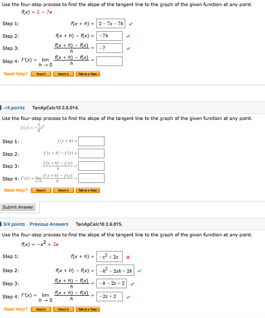Solved Use the four-step process to find the slope of the | Chegg.com