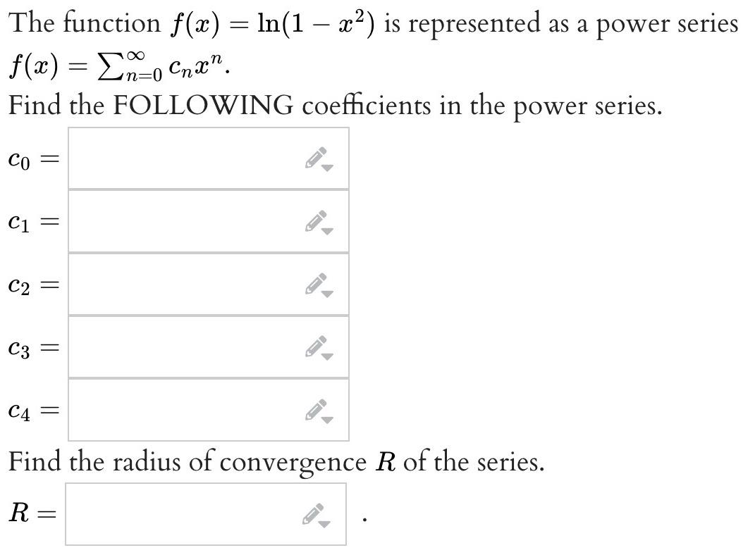 Solved The function f(x)=ln(1−x2) is represented as a power | Chegg.com