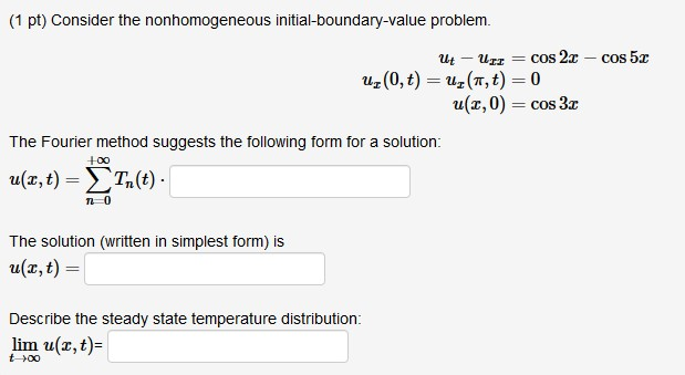Solved (1 pt) Consider the nonhomogeneous | Chegg.com