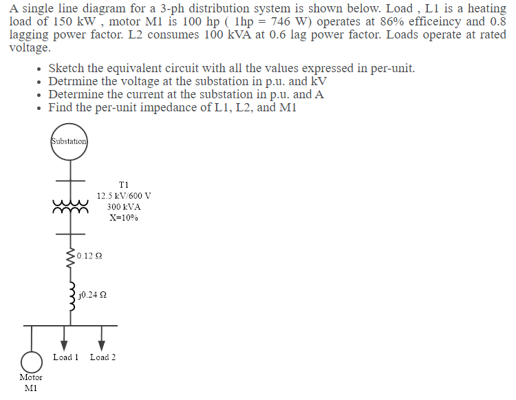 Solved A single line diagram for a 3-ph distribution system | Chegg.com