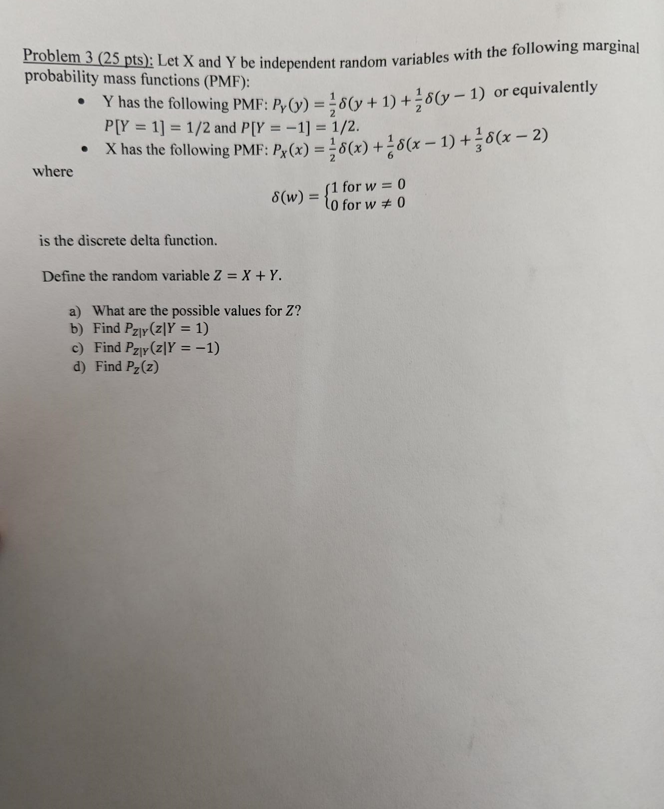 Solved Let X and Y be independent random variables with the | Chegg.com