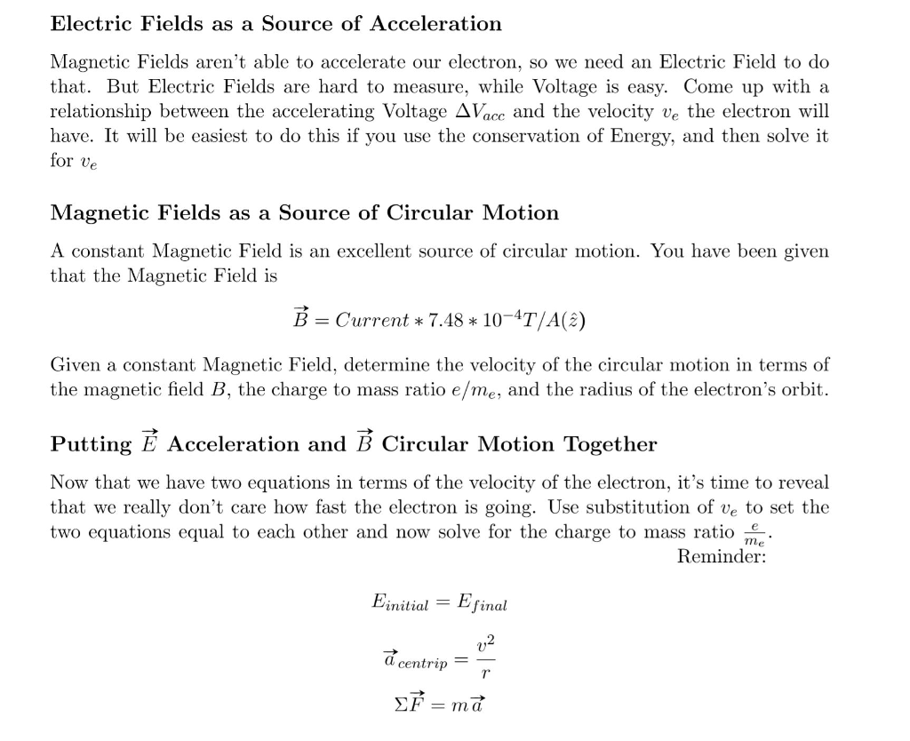 Solved Electric Fields as a Source of Acceleration Magnetic | Chegg.com