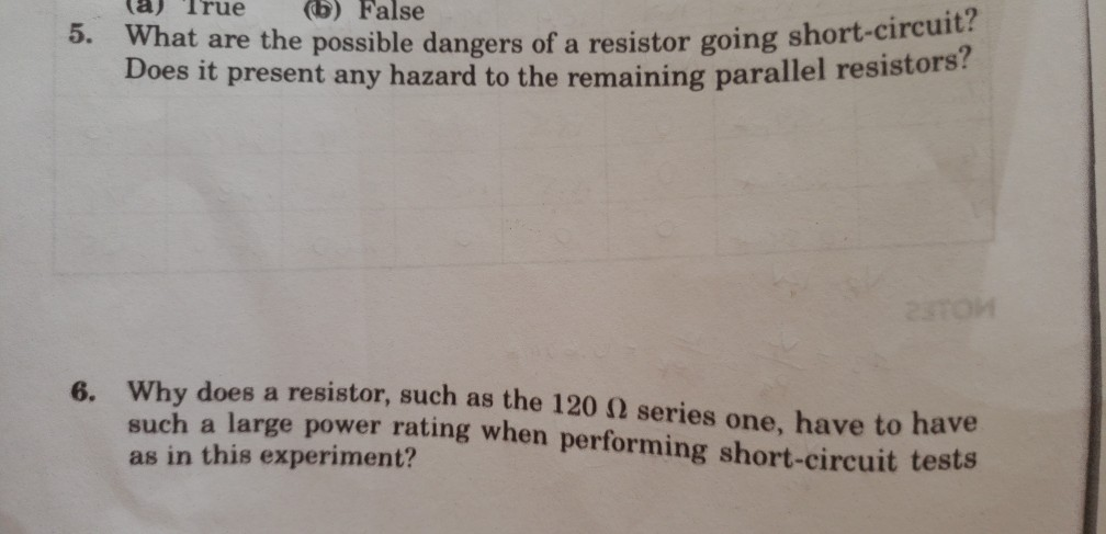 Solved (a) True False short-circuit? 5. What are the | Chegg.com