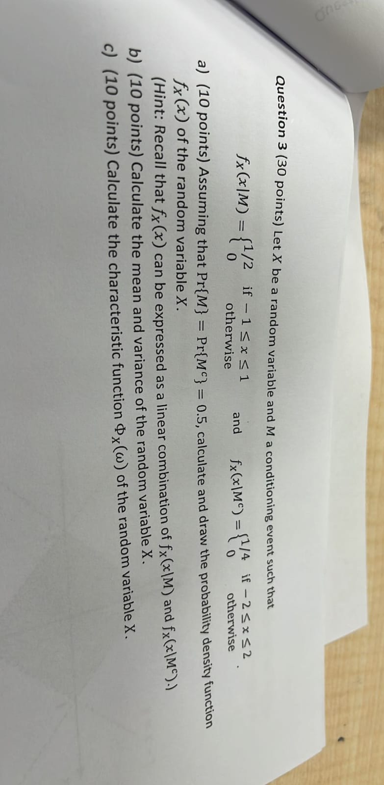 Solved Question 3 ( 30 ﻿points) ﻿Let x ﻿be a random variable | Chegg.com