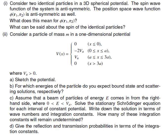 Solved (i) Consider two identical particles in a 3D | Chegg.com