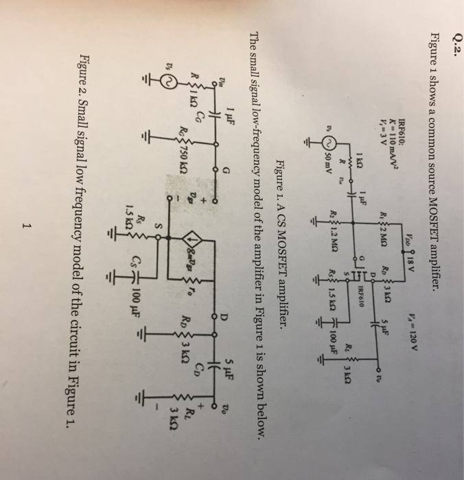 Solved Q.2 Figure 1 shows a common source MOSFET amplifier | Chegg.com