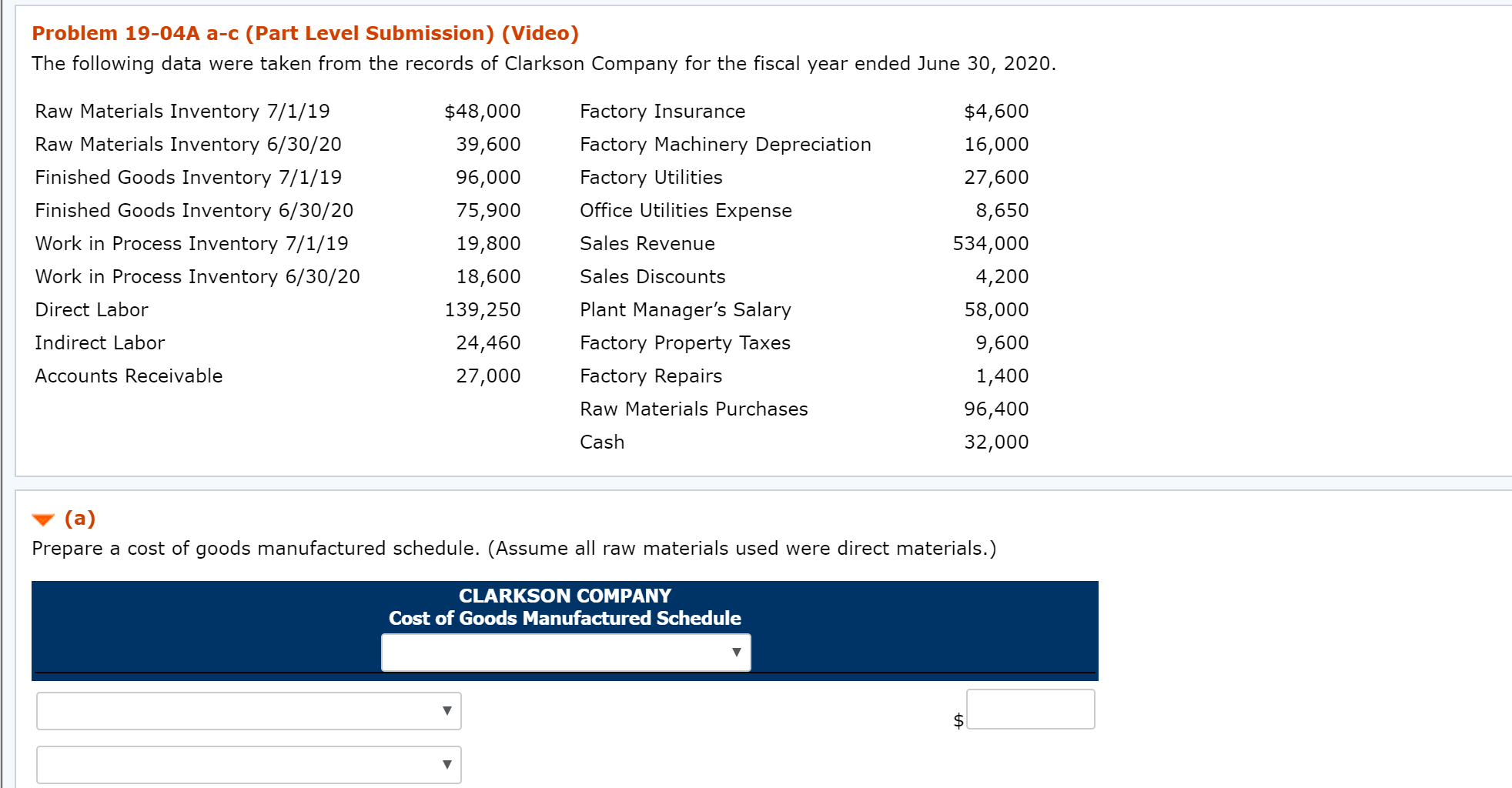 Solved Problem 19-04A a-c (Part Level Submission) (Video) | Chegg.com