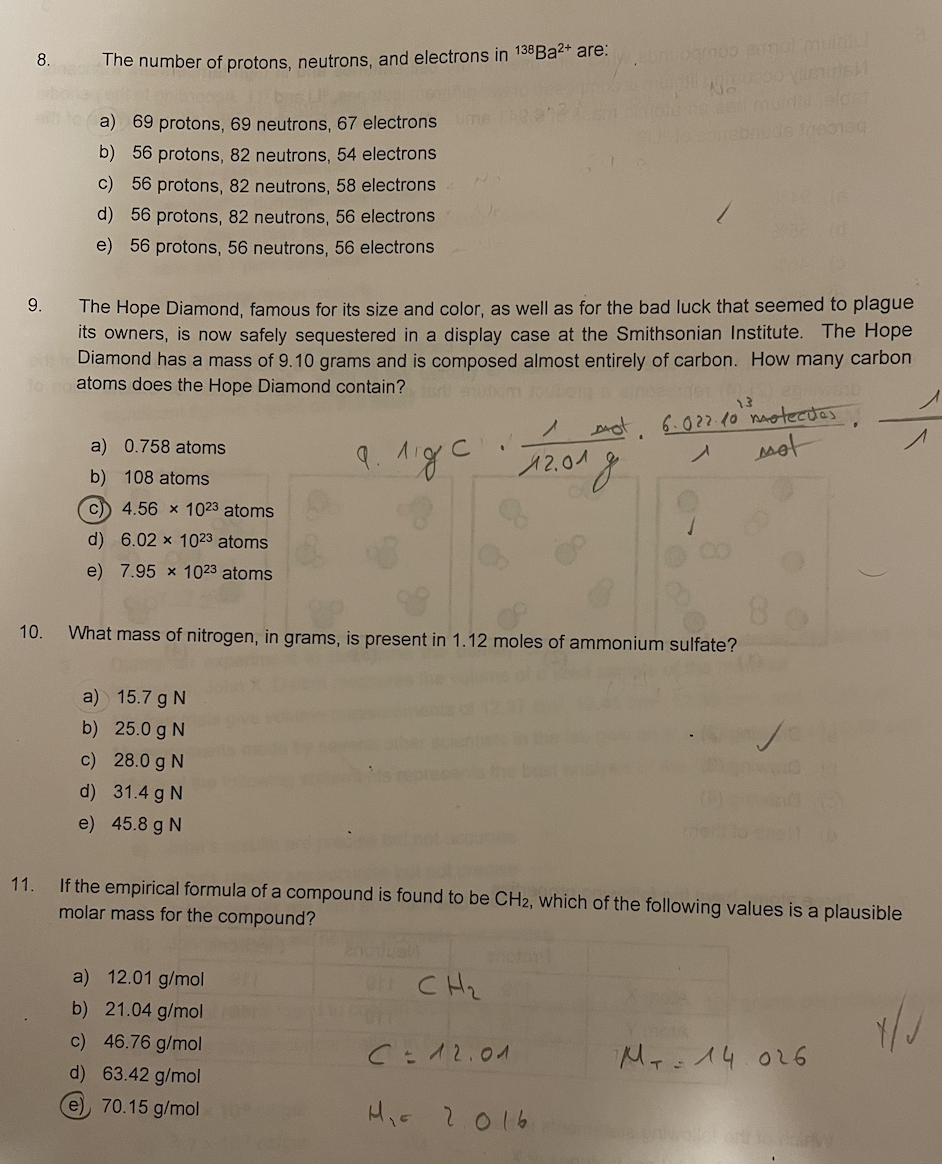 Solved 8. The number of protons, neutrons, and electrons in | Chegg.com